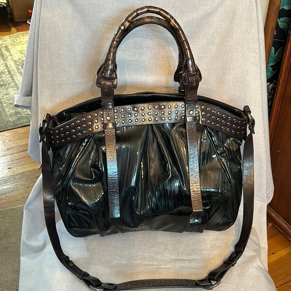 Francesco Biasia | Bags | Francesco Biasia Black Striated Patent ...